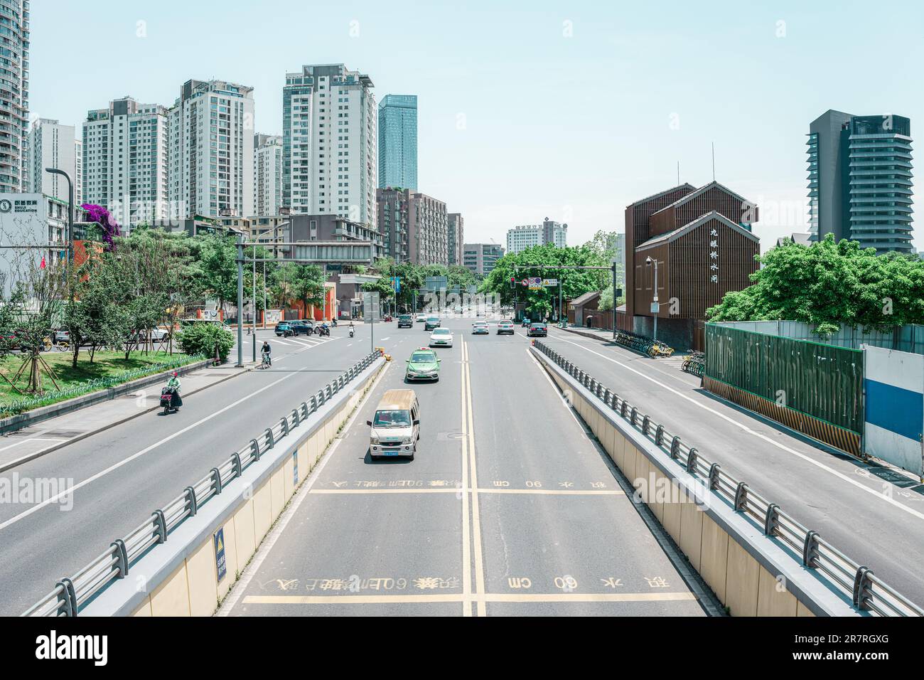 Urban residential buildings near Jiuyan Bridge in Chengdu on a sunny ...