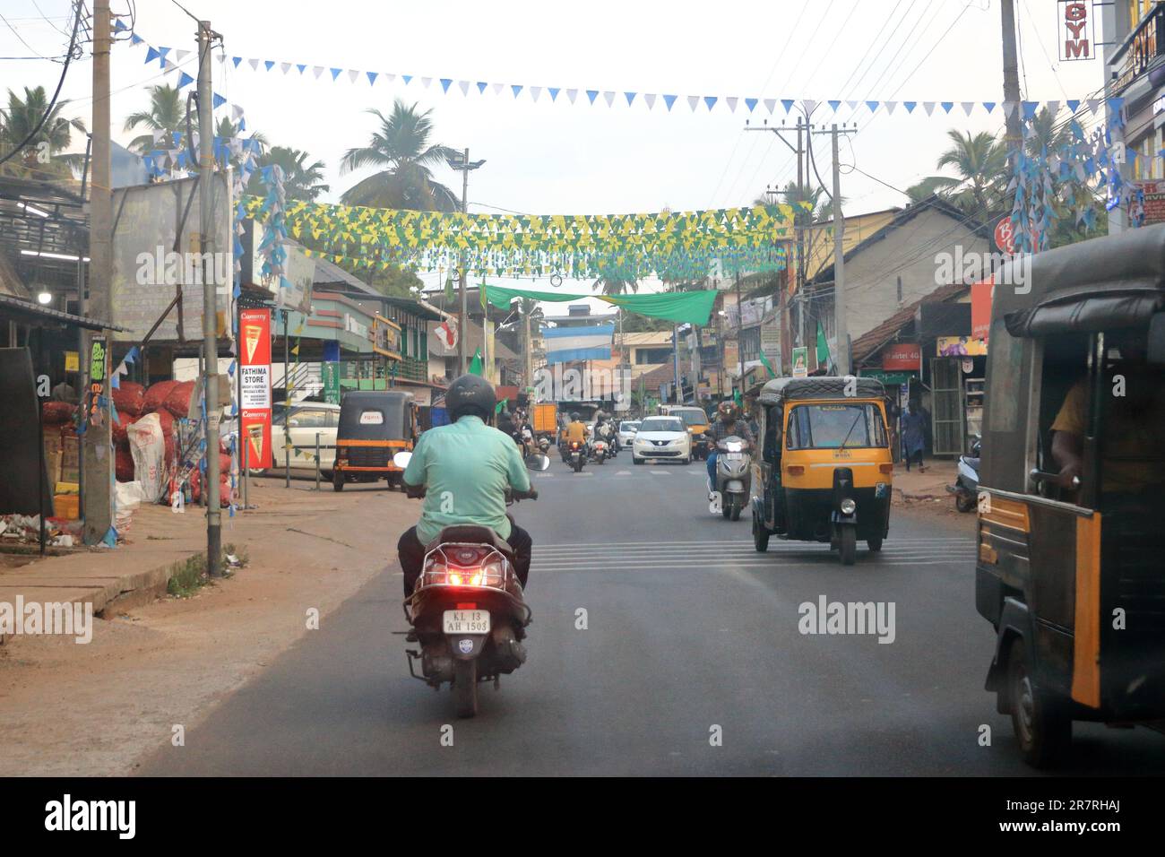 December 29 2022 - Kannur district, Kerala in India: Indian Traffic on ...