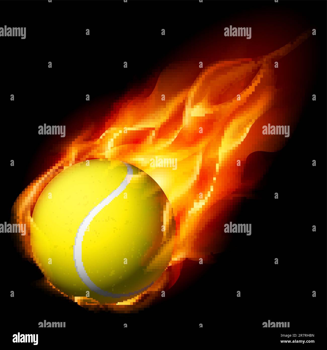 Flaming Tennis Ball Logo Tennis Sports Vector Logo Design. Fire And