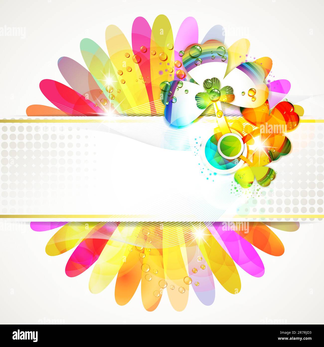 Banner design with colored flower background and clover Stock Vector ...