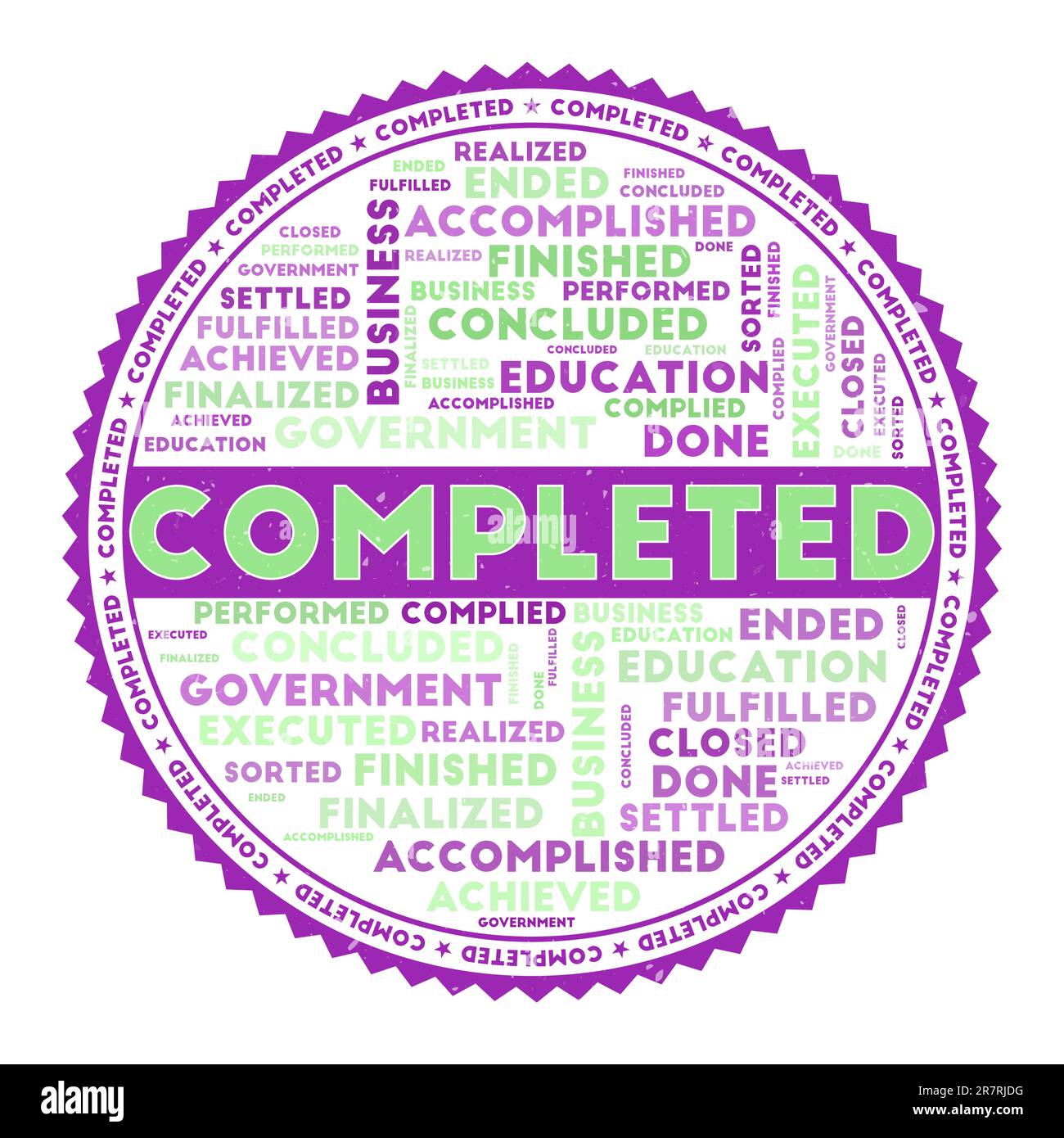 Completed word image. Completed concept with word clouds and round text ...