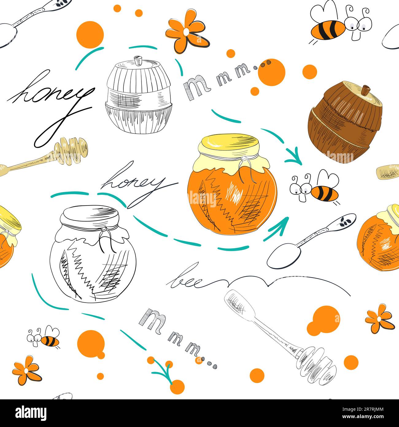 Seamless pattern honey bee Cut Out Stock Images & Pictures - Alamy