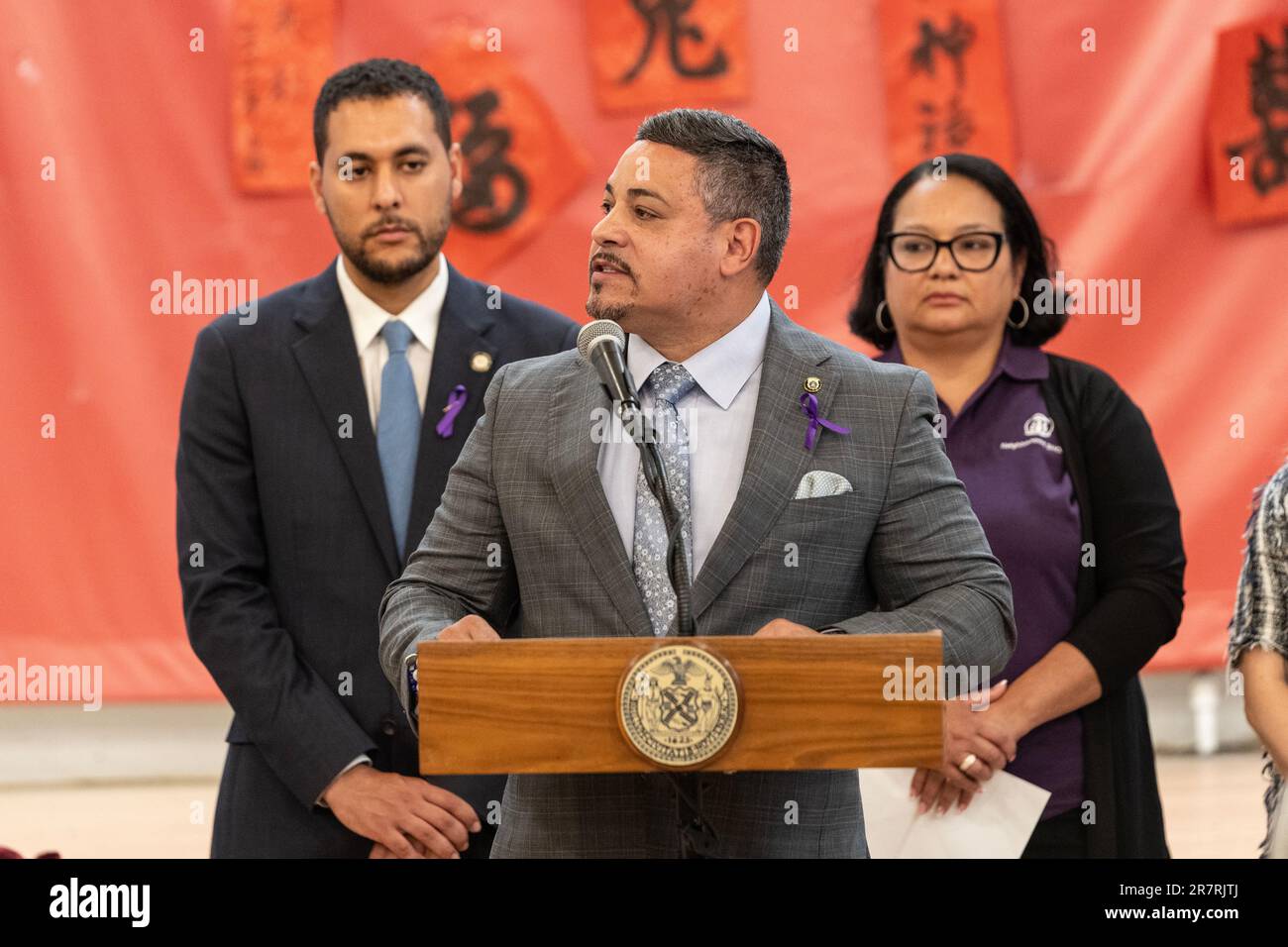 FD NYPD Edward Caban speaks during public safety-related announcement ...