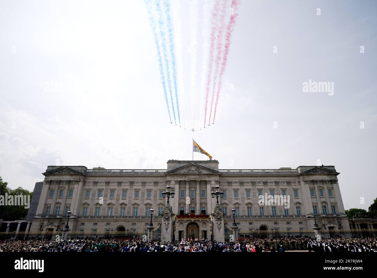 A flypast over Buckingham Palace, London, following the Trooping the ...