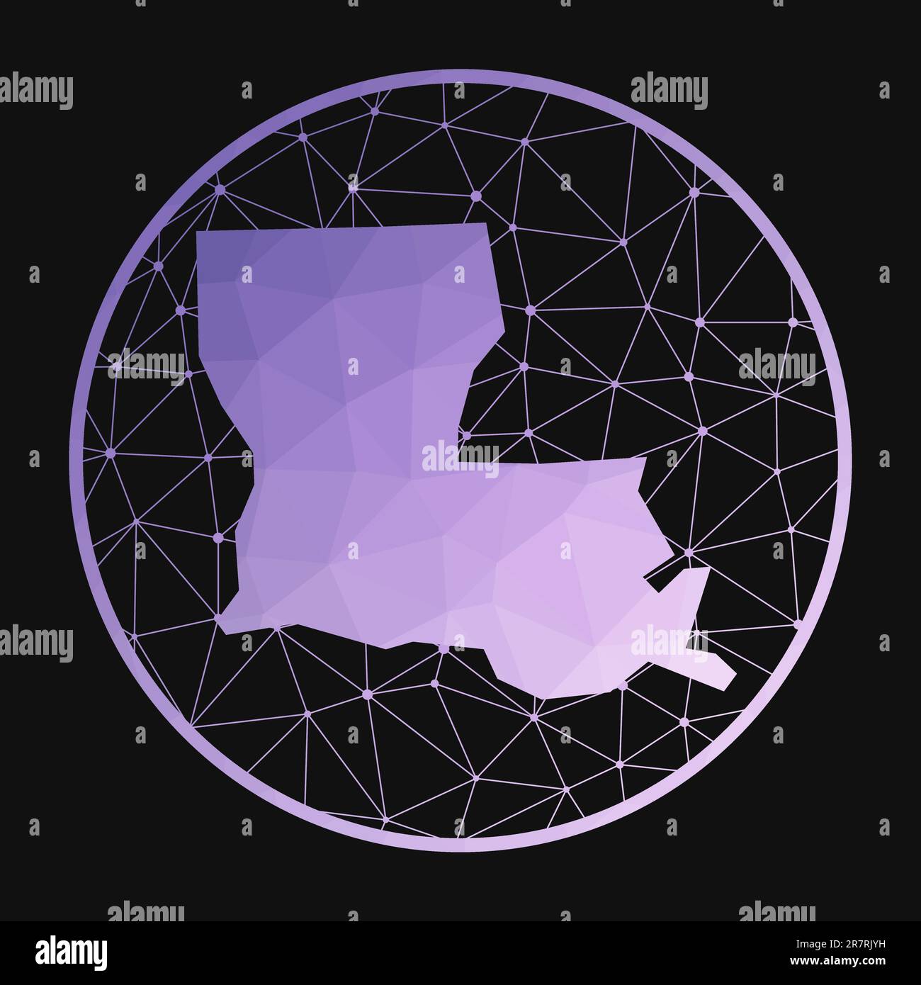 Louisiana icon. Vector polygonal map of the US state. Louisiana icon in ...