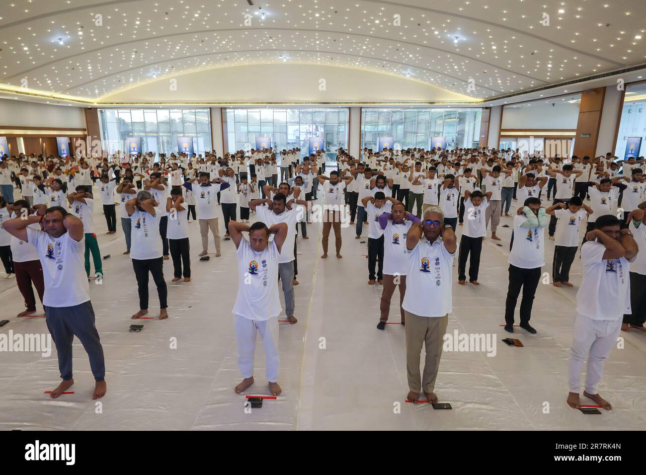 17th June, 2023, Chottogram, Bangladesh. People seen practicing Yoga ...