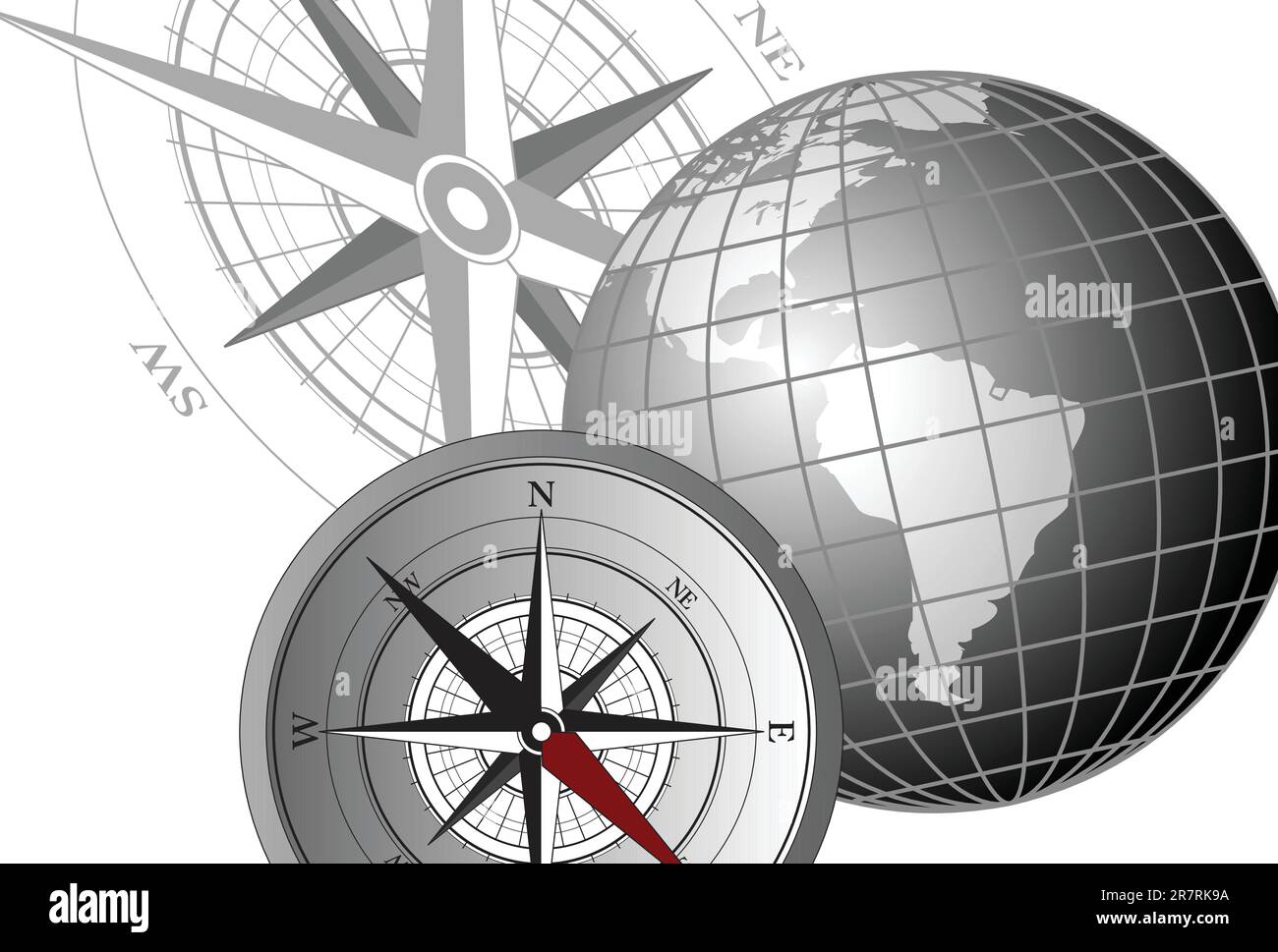 Abstract background with a compass and world globe Stock Vector Image ...