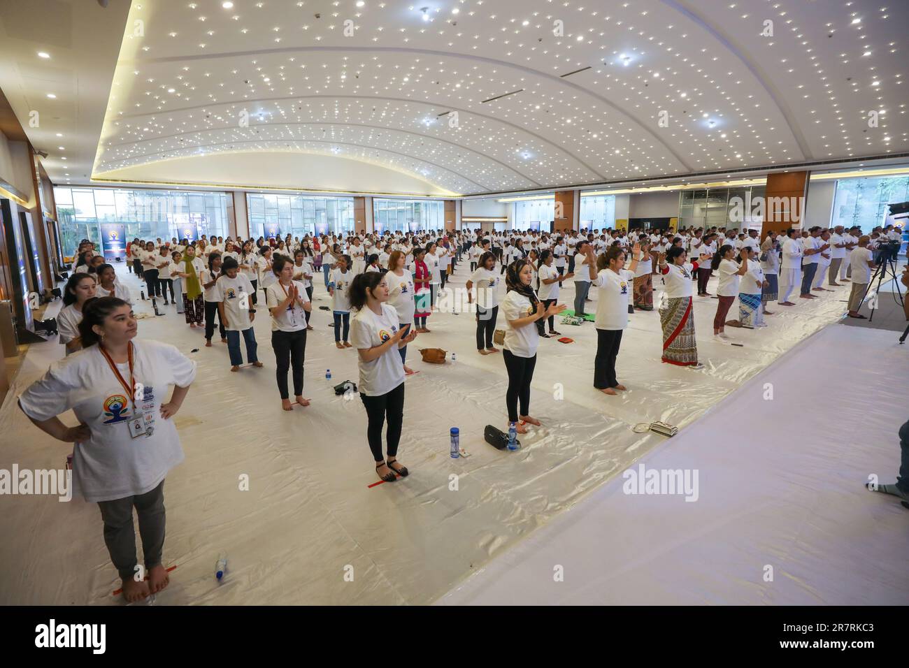17th June, 2023, Chottogram, Bangladesh. People seen practicing Yoga ...