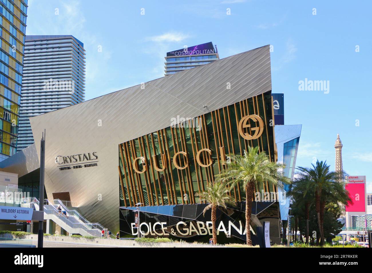 The Shops at Crystals shopping centre with signs for Gucci and Dolce ...