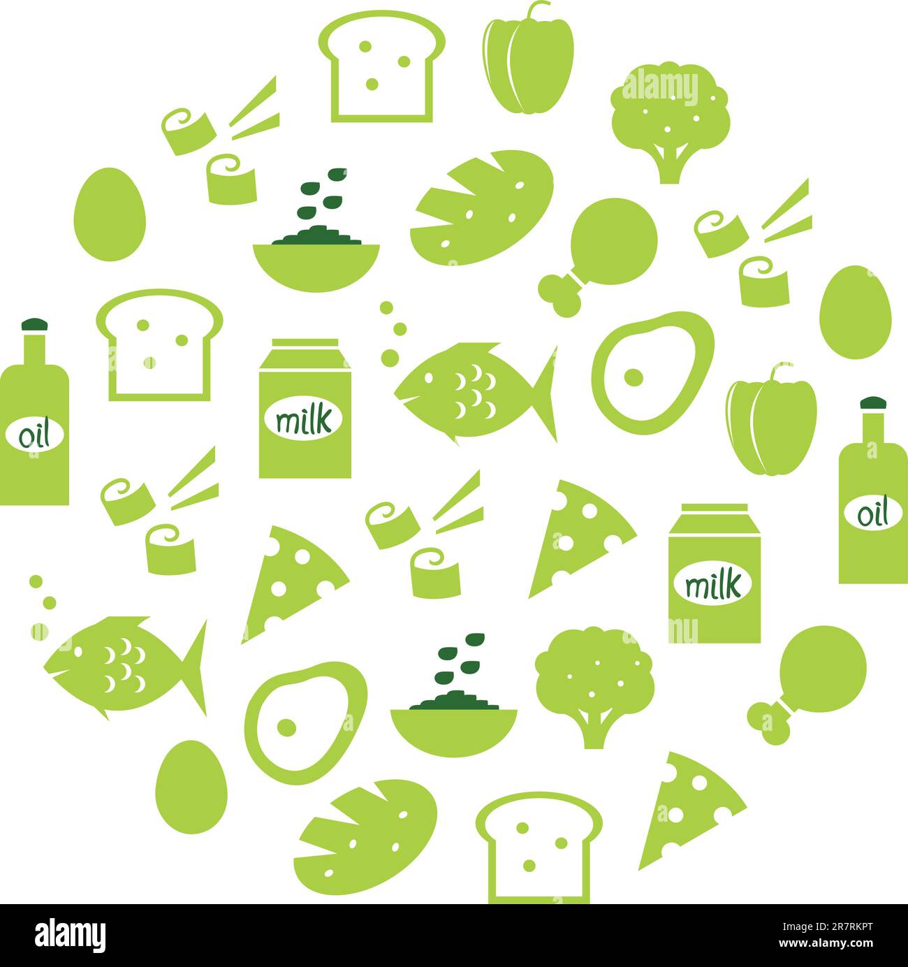 Food items in circle. Vector cartoon illustration Stock Vector Image ...