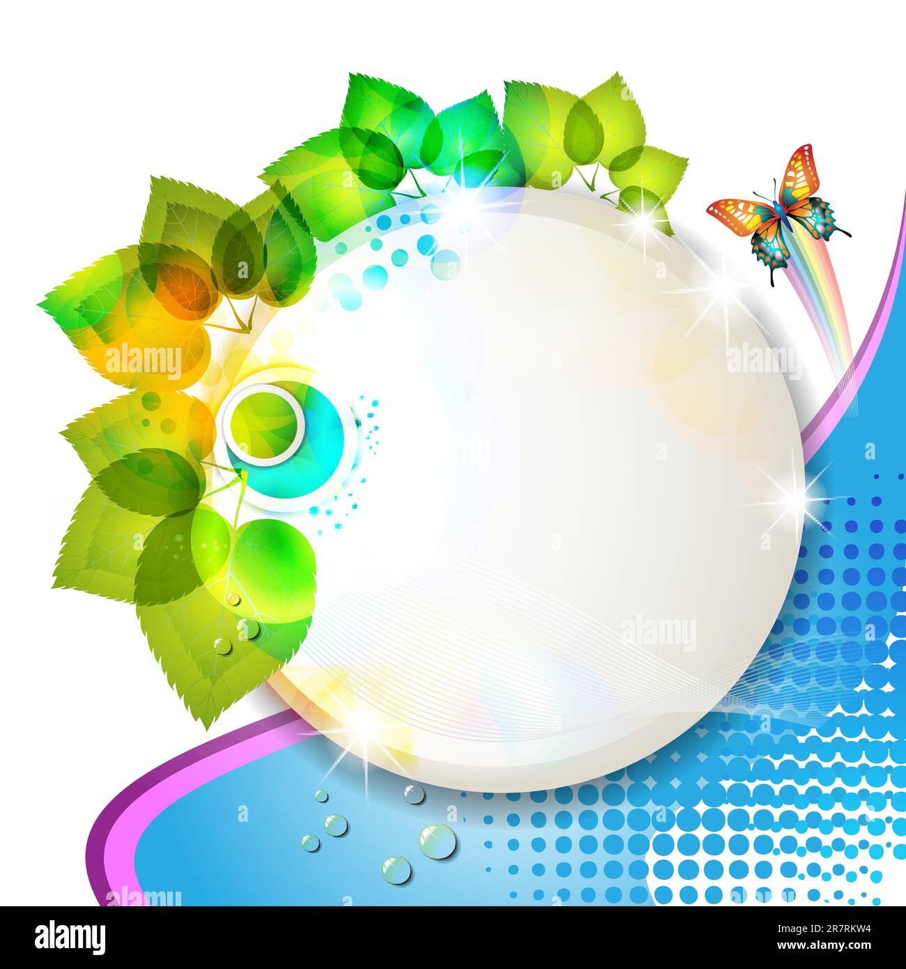 Banner design with leaf and butterfly Stock Vector Image & Art - Alamy