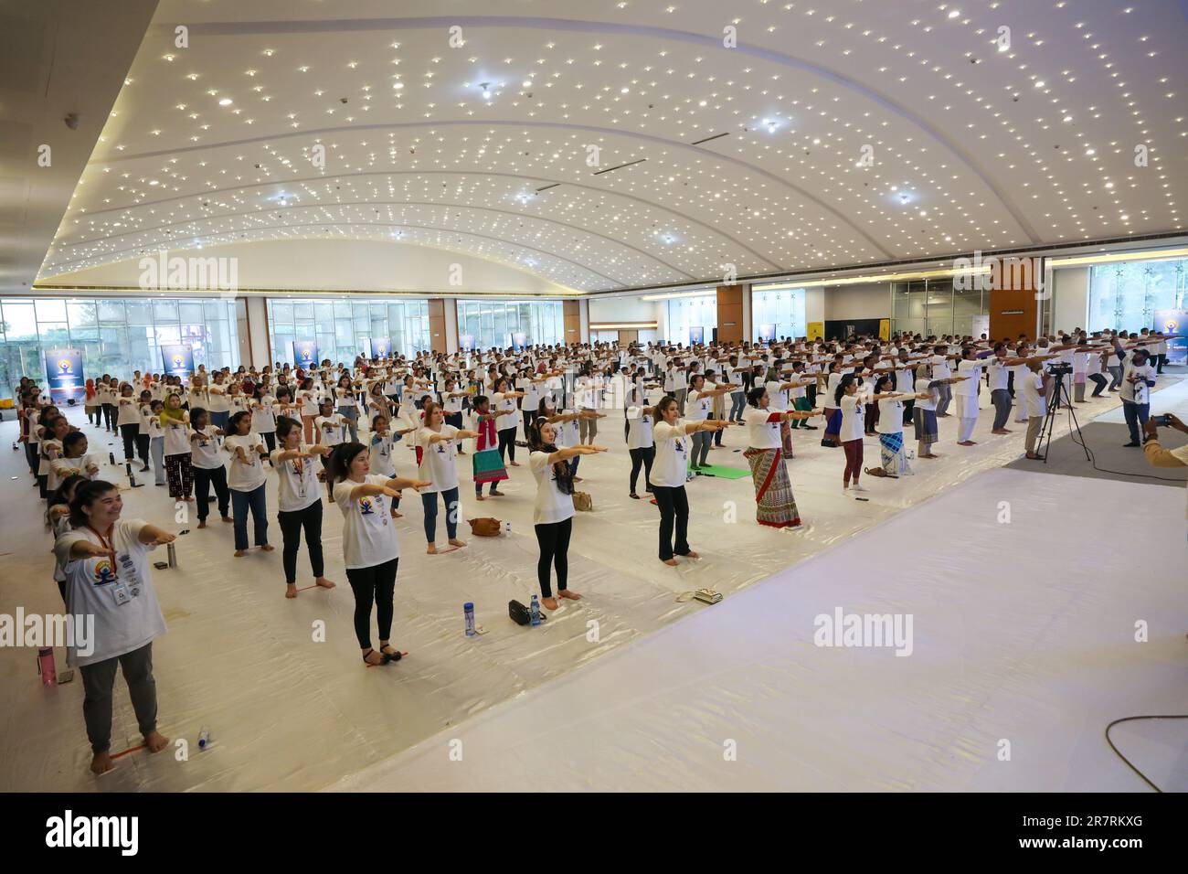 17th June, 2023, Chottogram, Bangladesh. People seen practicing Yoga ...