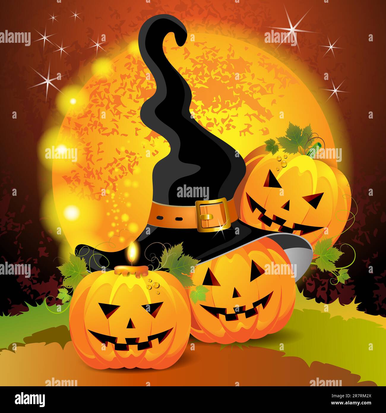Halloween pumpkin with witches hat Stock Vector Image & Art - Alamy