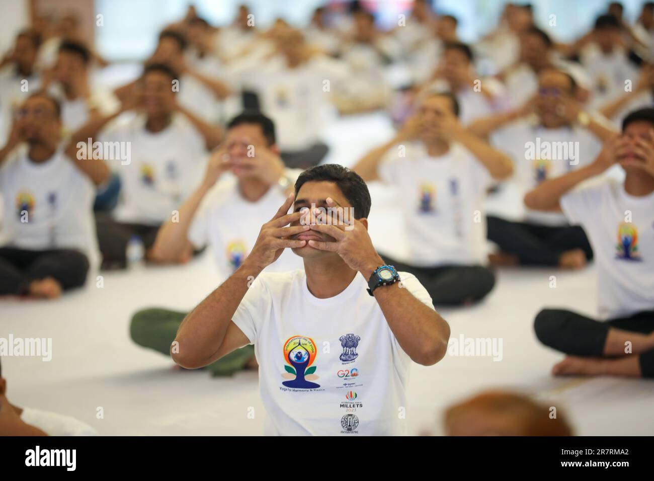 17th June, 2023, Chottogram, Bangladesh. People seen practicing Yoga ...