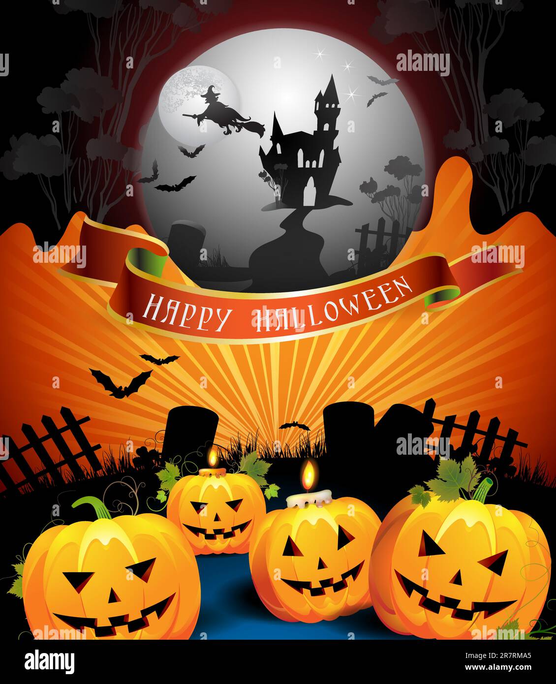Halloween card design with pumpkins Stock Vector Image & Art - Alamy