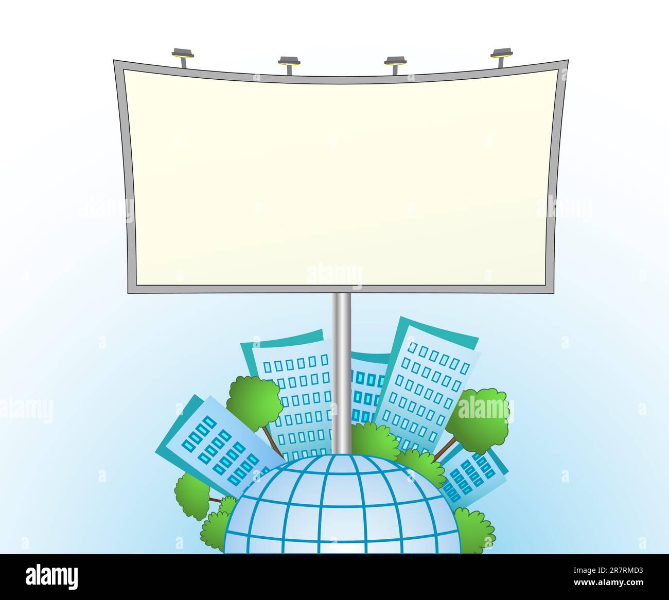 urban billboard in the planet with house, cartoon Stock Vector Image ...