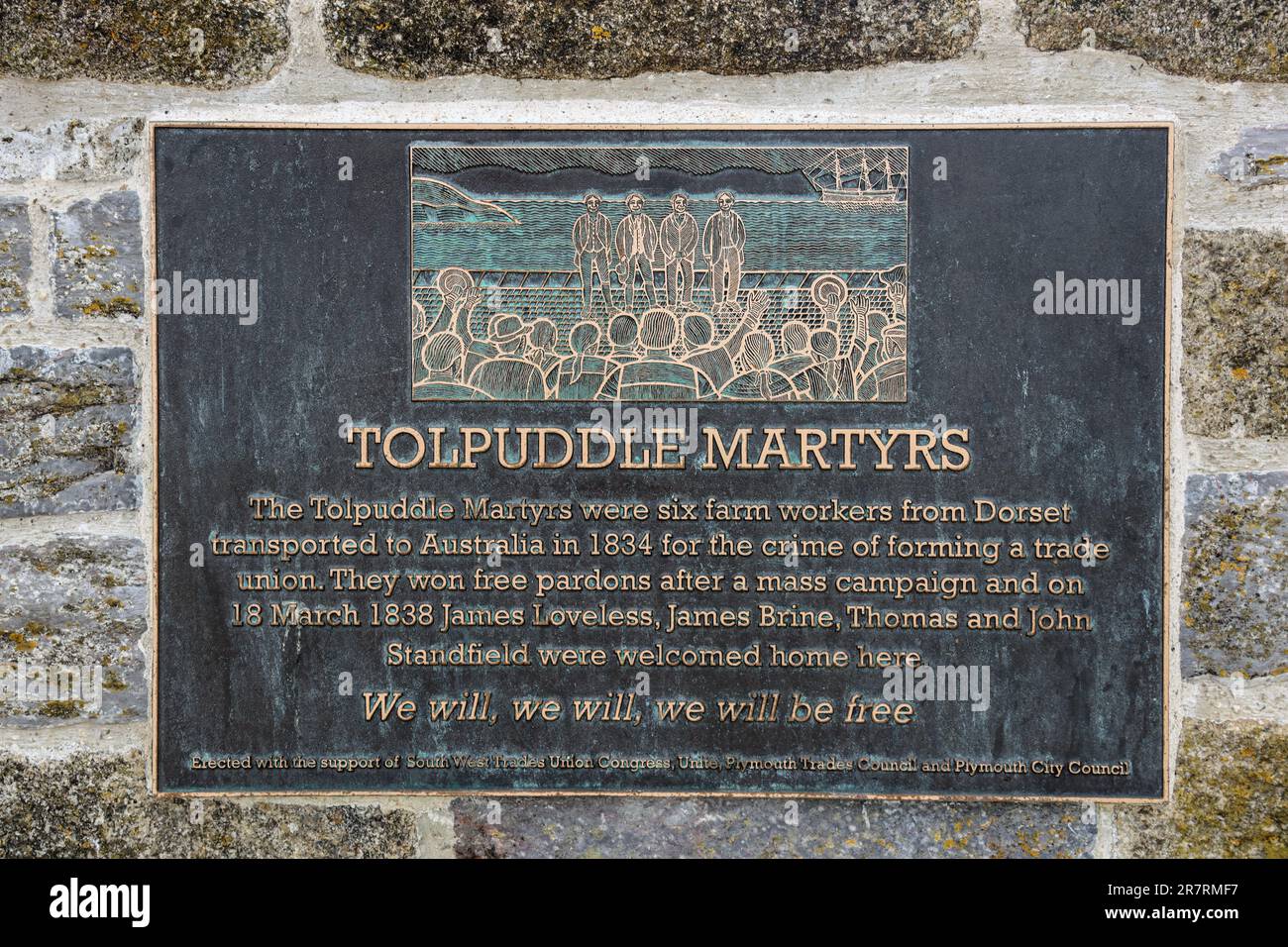 The Tolpuddle Martyrs plaque commemorating the return of four of the ...