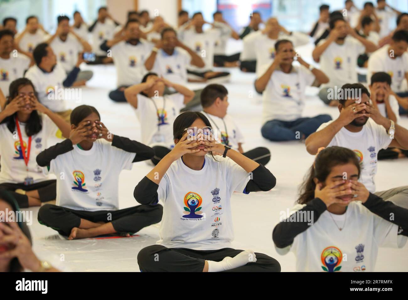17th June, 2023, Chottogram, Bangladesh. People seen practicing Yoga ...