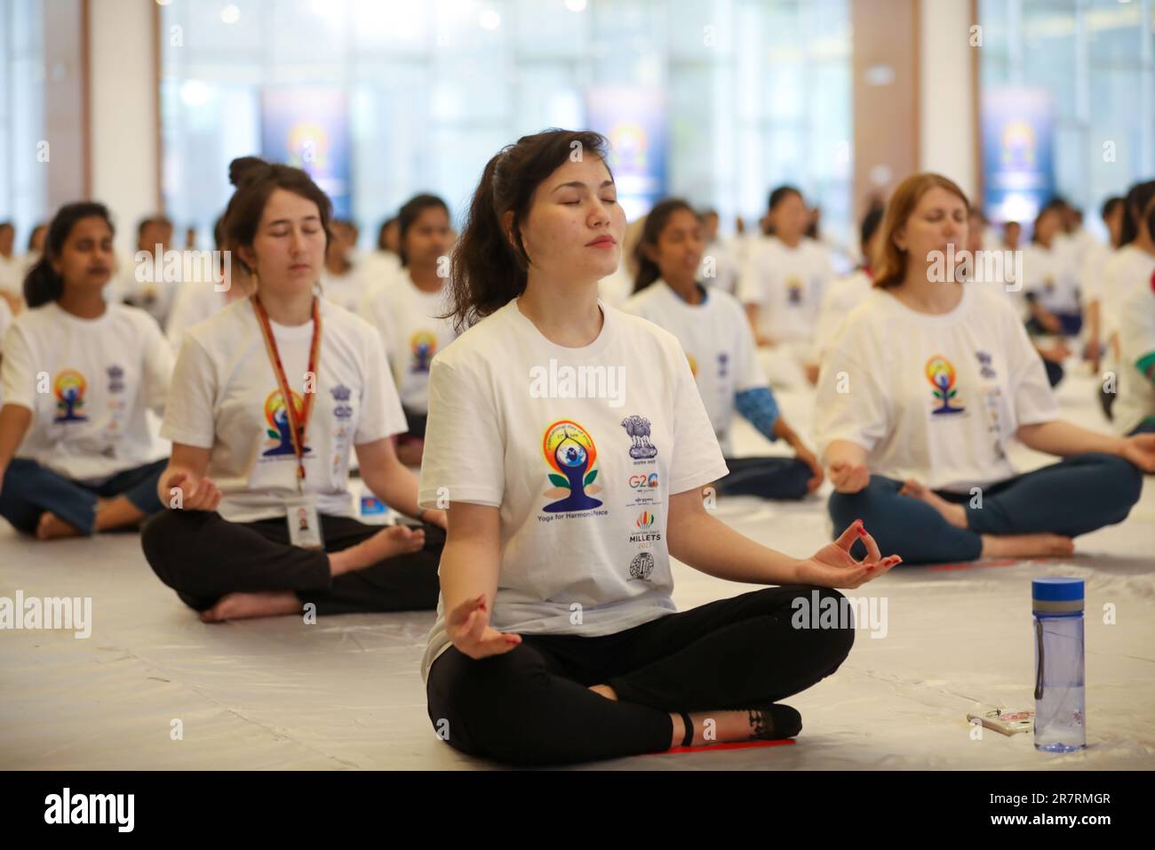 17th June, 2023, Chottogram, Bangladesh. People seen practicing Yoga ...