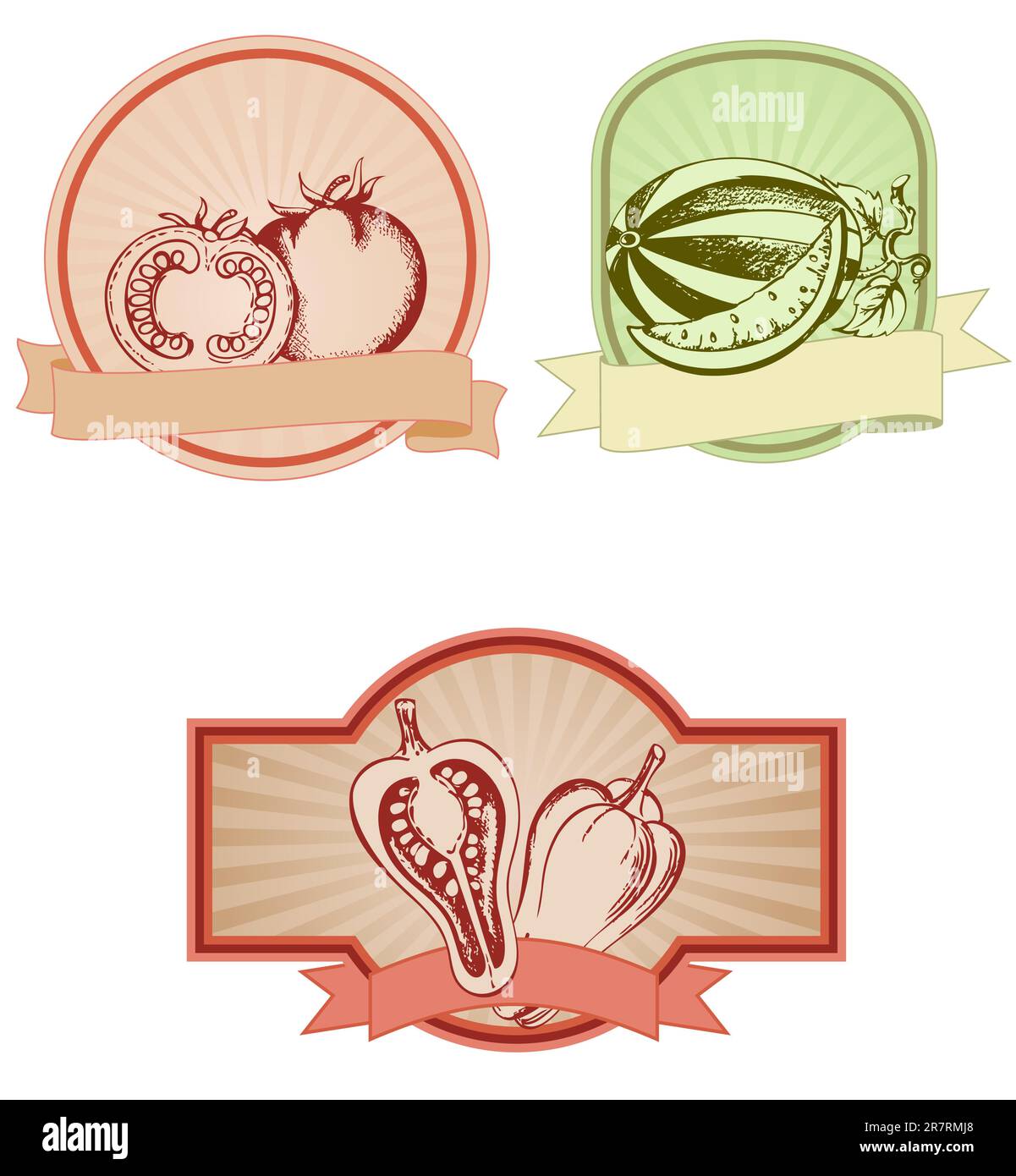 set of vintage labels with fruits and berries Stock Vector Image & Art ...