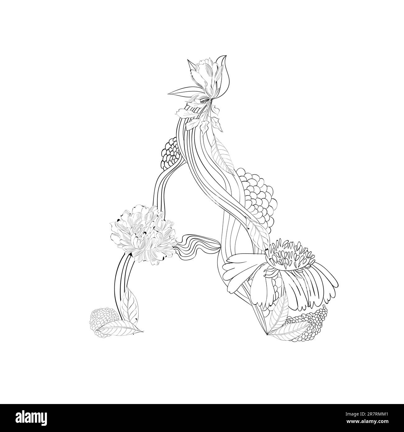 Floral font, Letter A Stock Vector Image & Art - Alamy