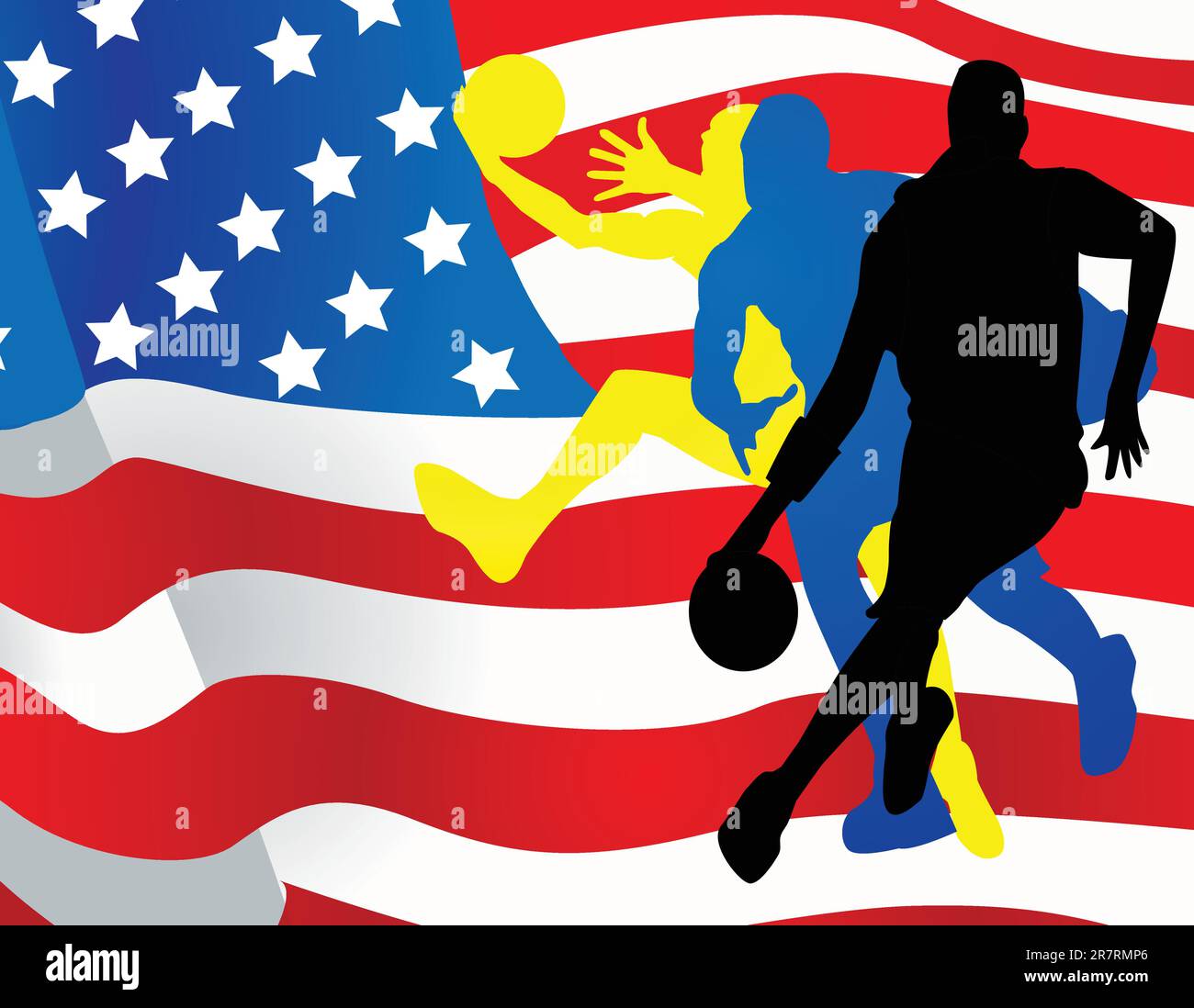 Basketball players with american flag Stock Vector Image & Art - Alamy