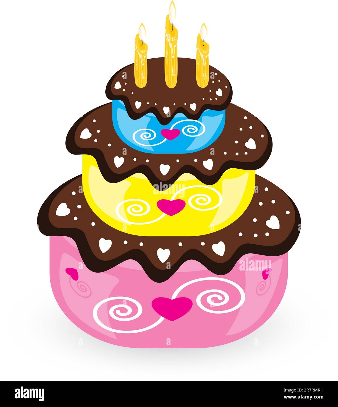 Birthday cake and candle. Illustration on white background Stock Vector ...