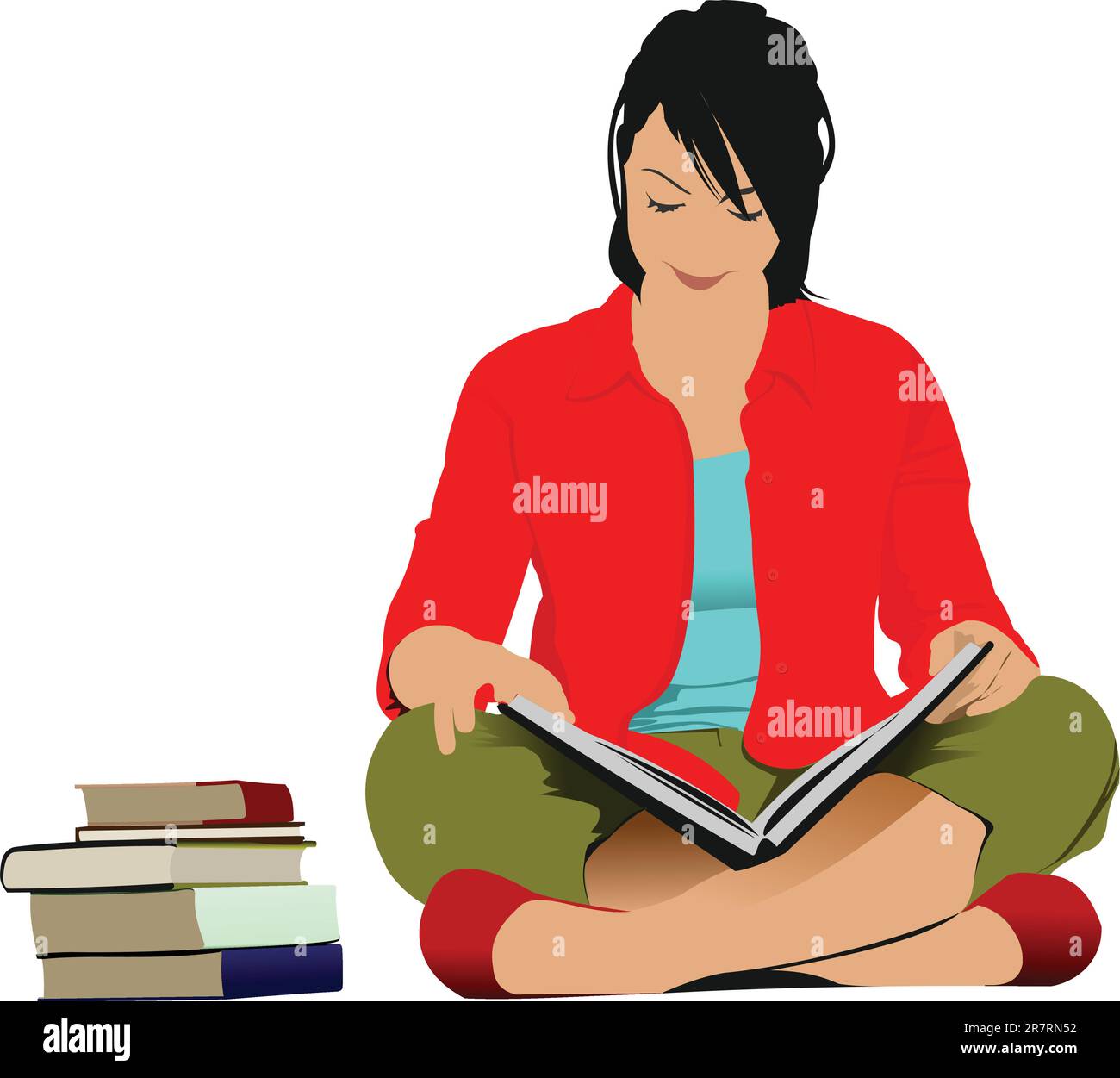 Woman reading book. Vector illustration Stock Vector Image & Art - Alamy