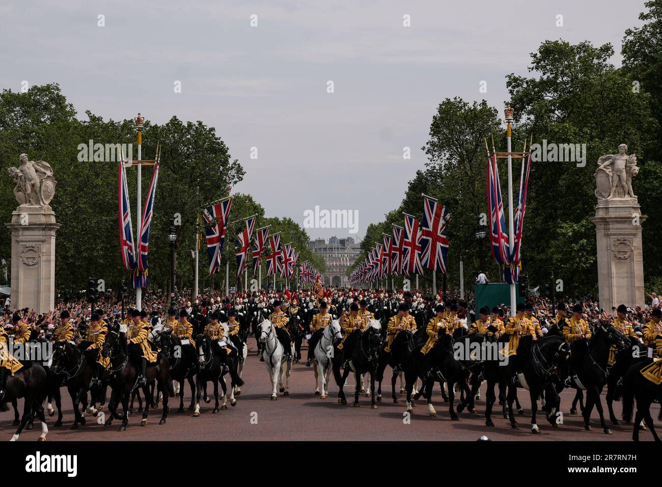 Troops attend the Trooping The Colour parade, in London, Saturday, June ...