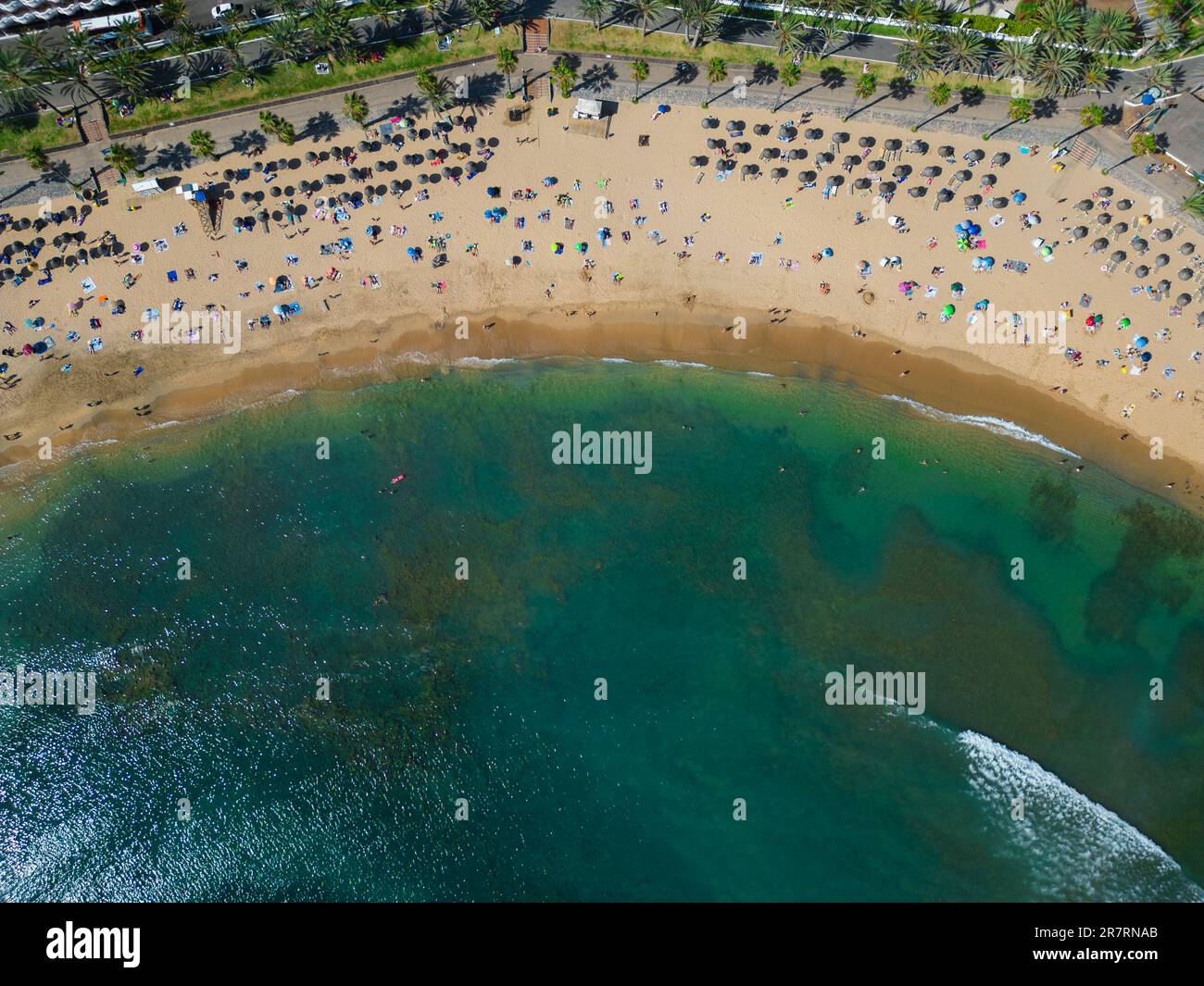 beautuful aerial view of beach with azure blue transparent water and ...