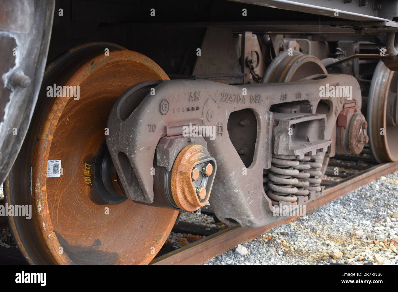 Train Cart Wheels and Brake Stock Photo - Alamy