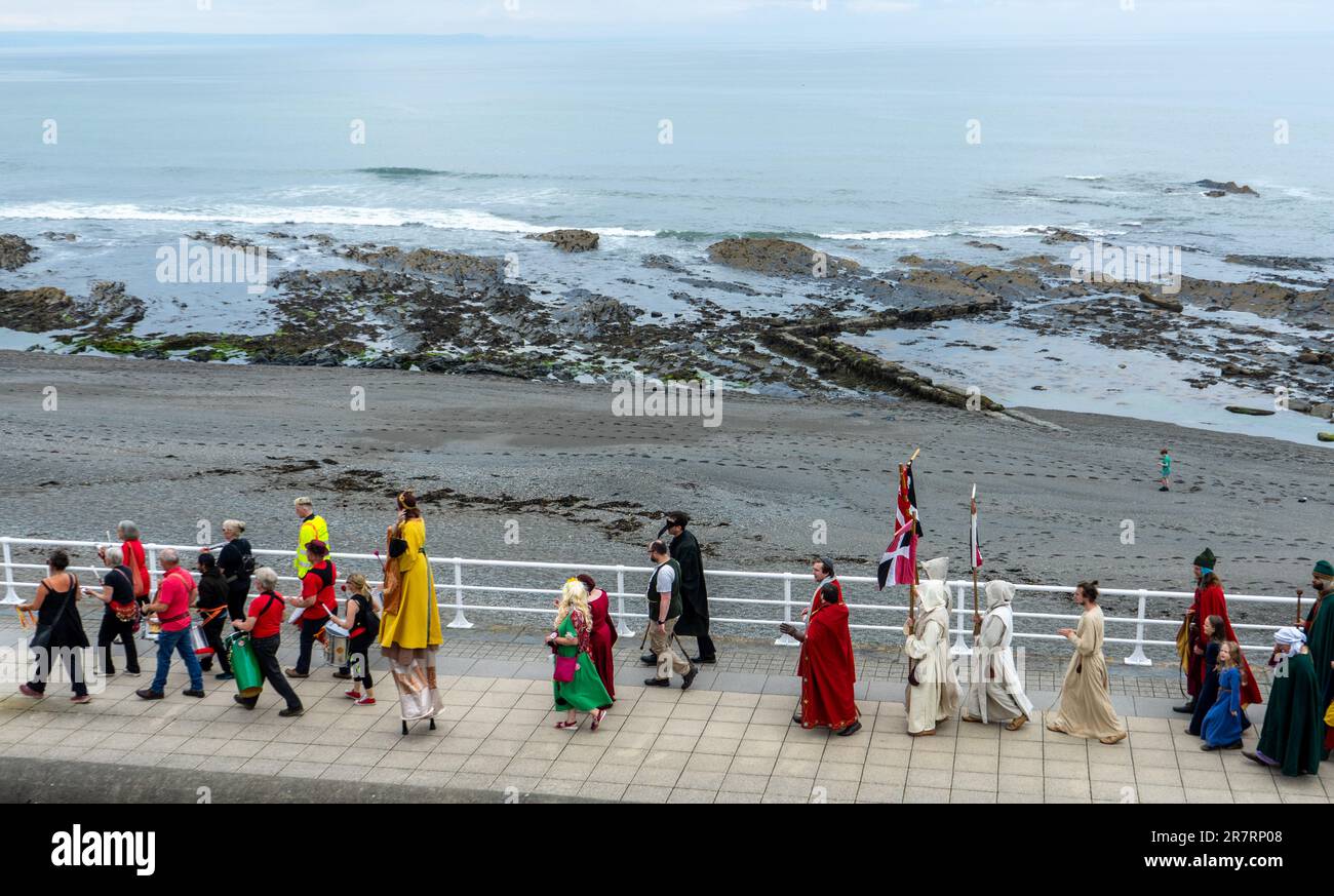 Parade and Welsh medieval cultural event at Aberystwyth,Ceredigion ...