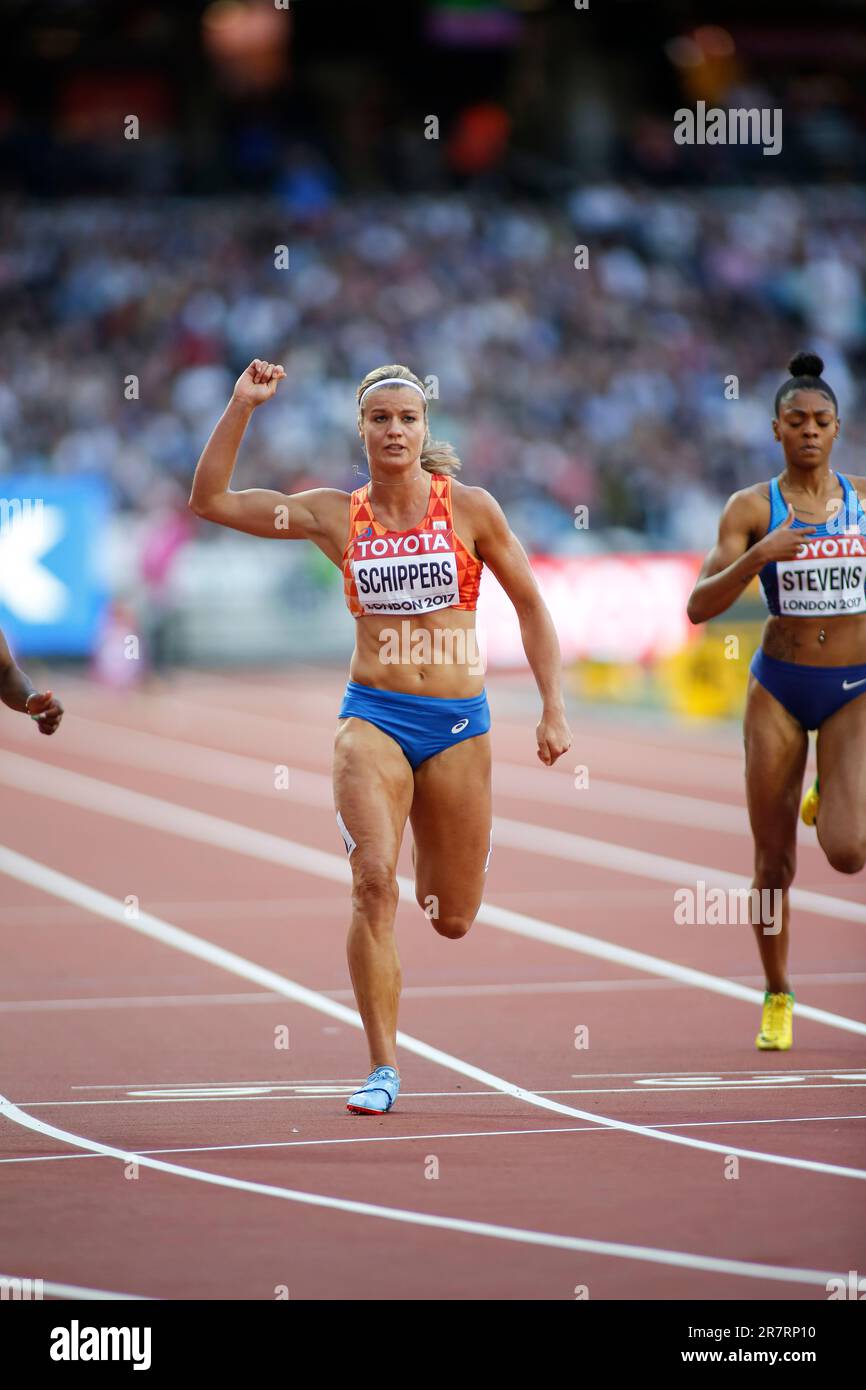 Dafne Schippers participating in the 100 meter at the World Athletics Championships London 2017 ...