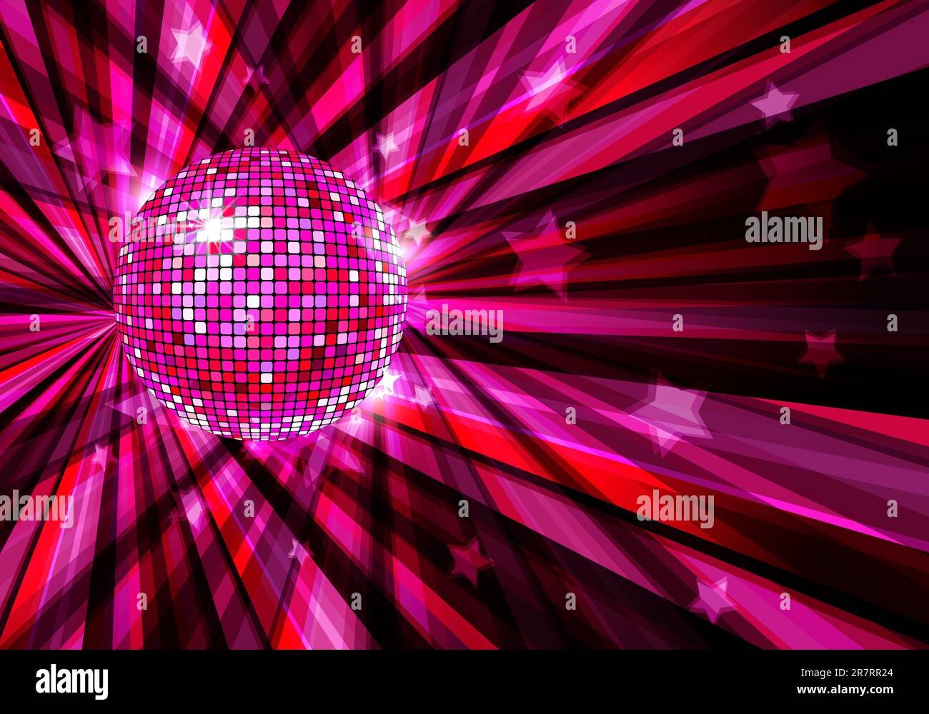 Disco Ball vector background with rays and stars / eps10 Stock Vector ...