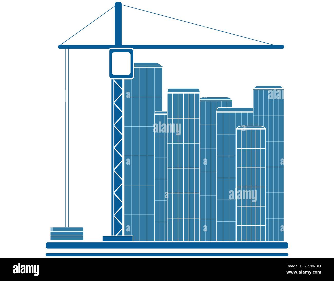 blue construction sign with crane and skyscraper Stock Vector Image ...