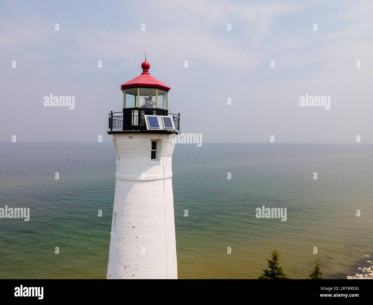 Aerial photograph of Crisp Point Lighthouse on the shore of Lake ...