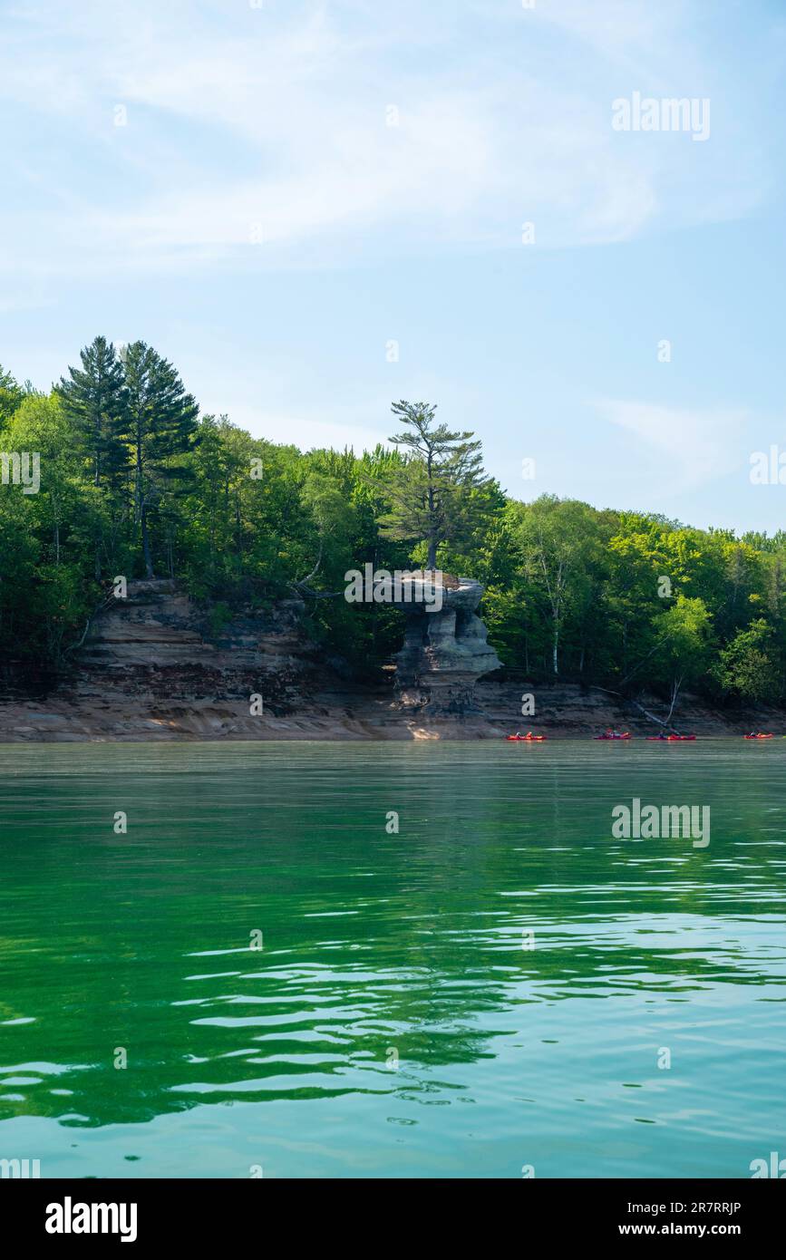 Photograph of Chapel Rock while exploring with a kayak, Pictured Rocks ...