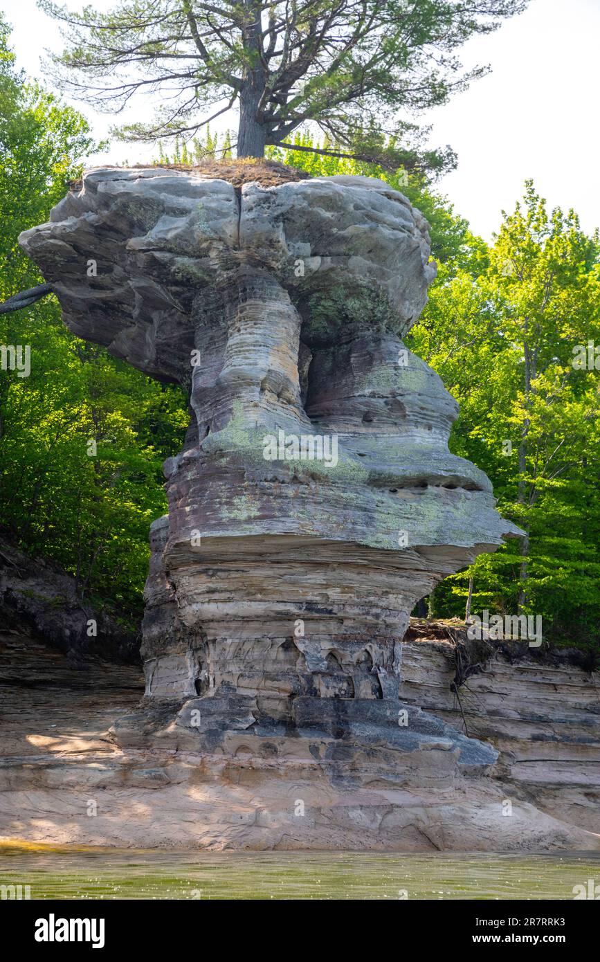 Photograph of Chapel Rock while exploring with a kayak, Pictured Rocks ...