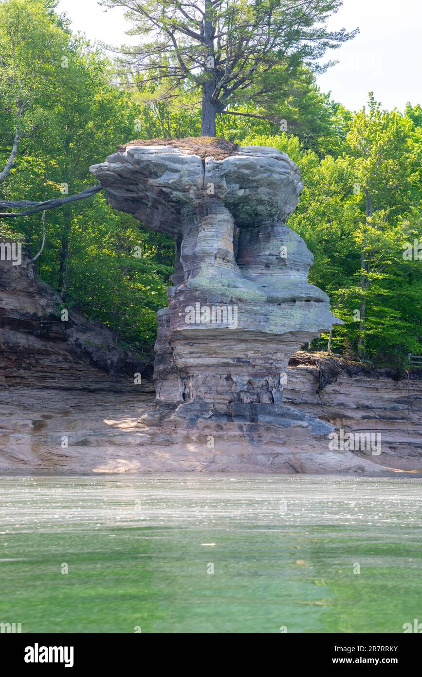 Photograph of Chapel Rock while exploring with a kayak, Pictured Rocks ...