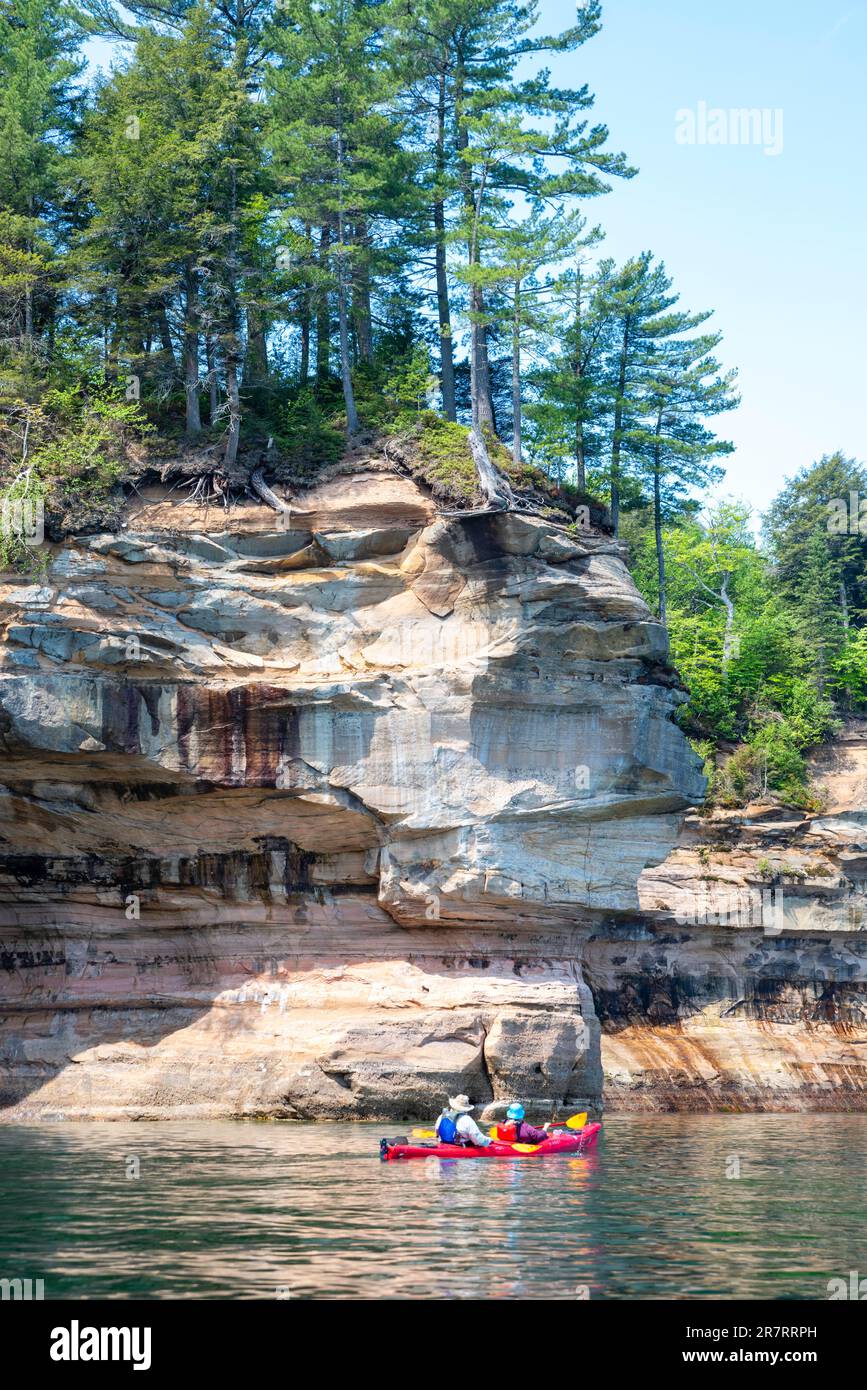 Exploring with a kayak, Pictured Rocks National Lakeshore, Munising ...