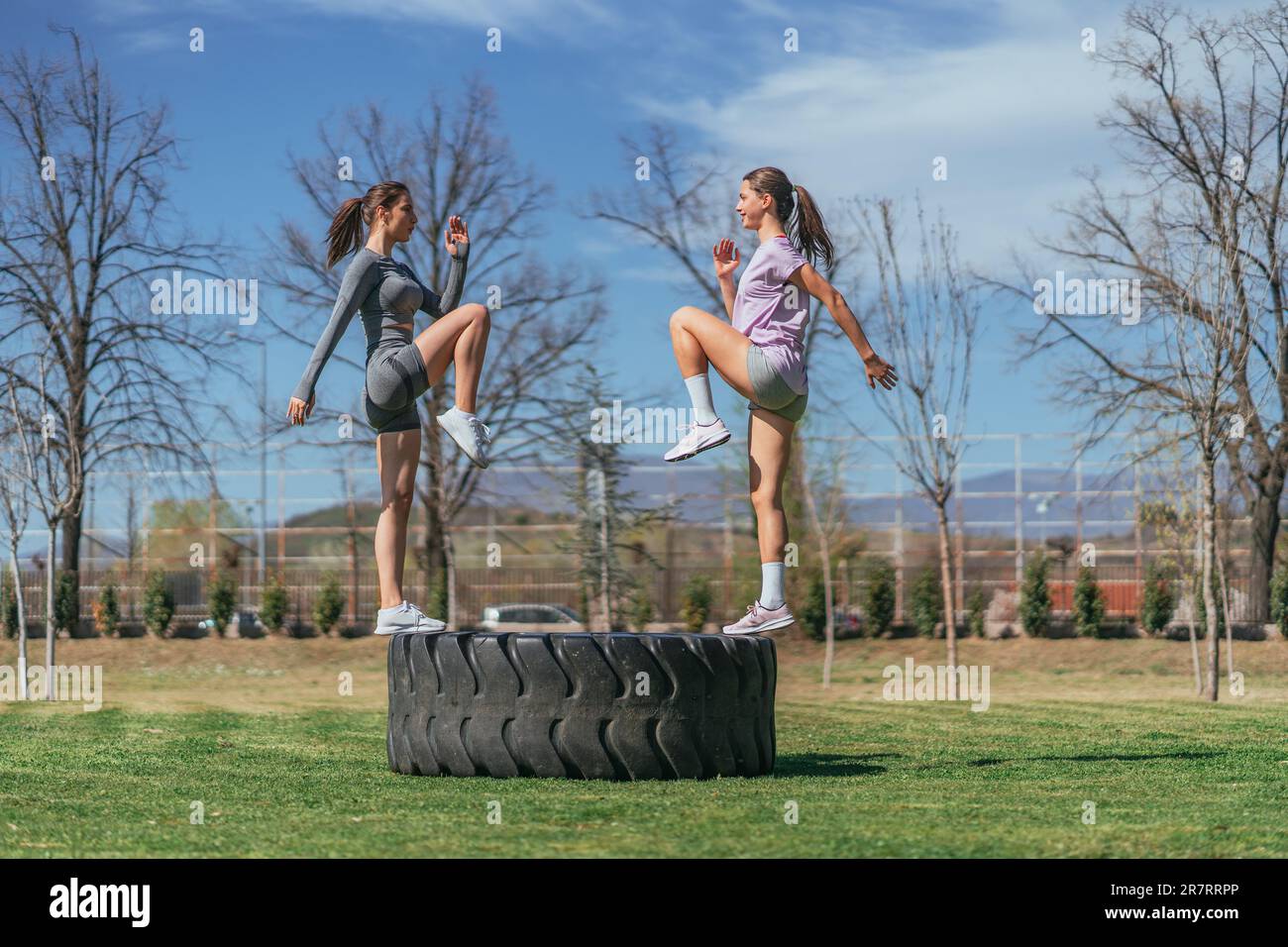 Sports girls on tire hi-res stock photography and images - Alamy