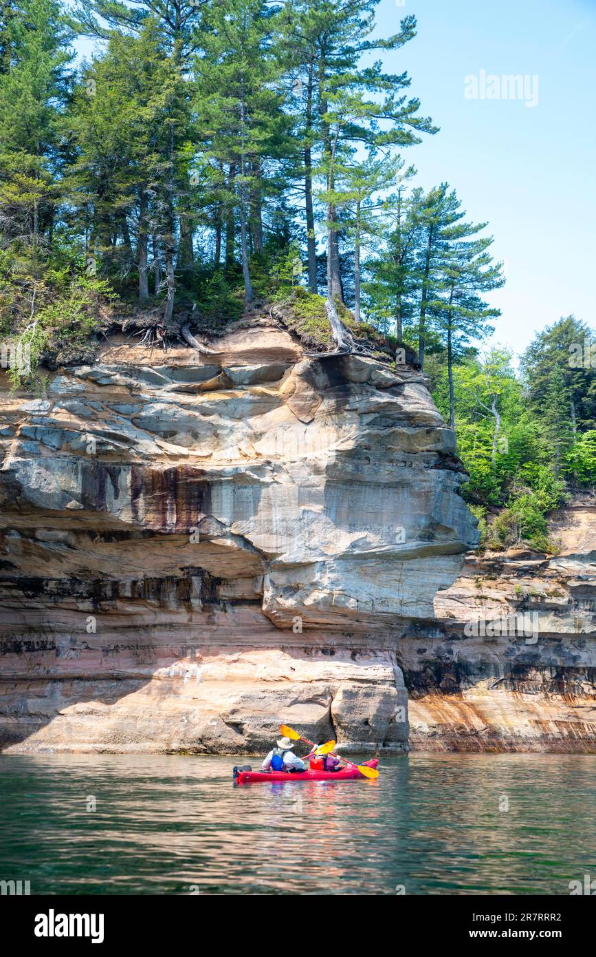 Exploring with a kayak, Pictured Rocks National Lakeshore, Munising ...
