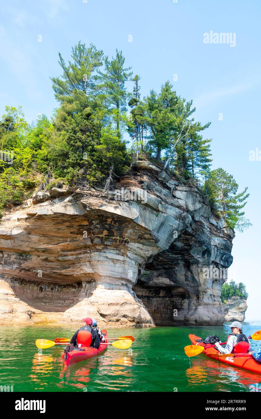 Exploring with a kayak, Pictured Rocks National Lakeshore, Munising ...