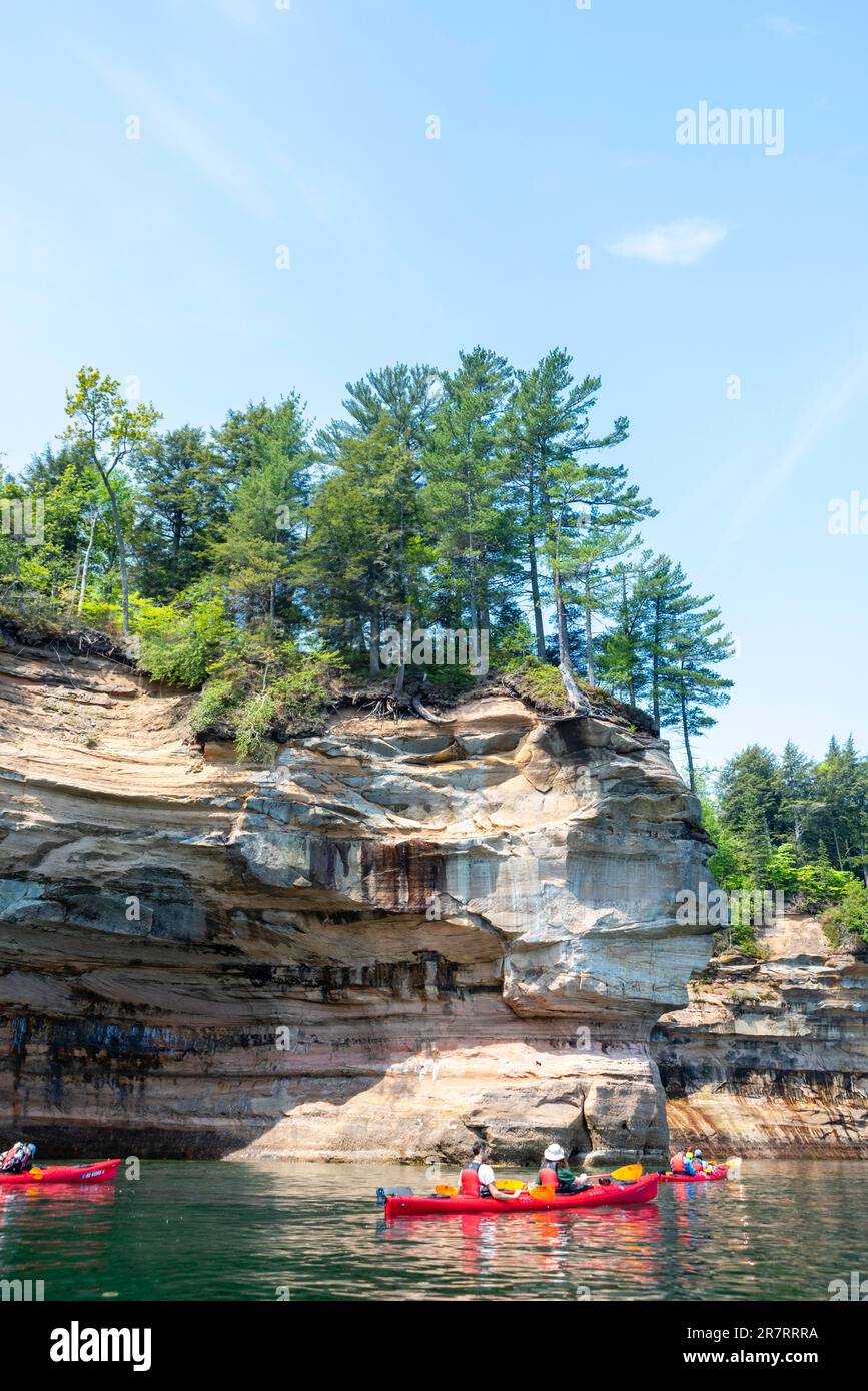 Exploring with a kayak, Pictured Rocks National Lakeshore, Munising ...
