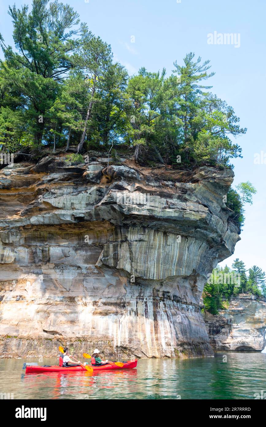 Exploring with a kayak, Pictured Rocks National Lakeshore, Munising ...