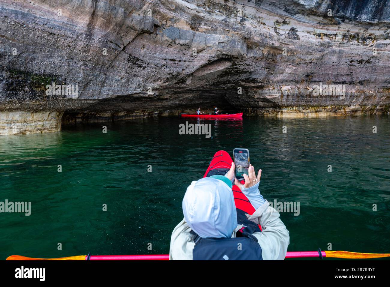 Exploring with a kayak, Pictured Rocks National Lakeshore, Munising ...