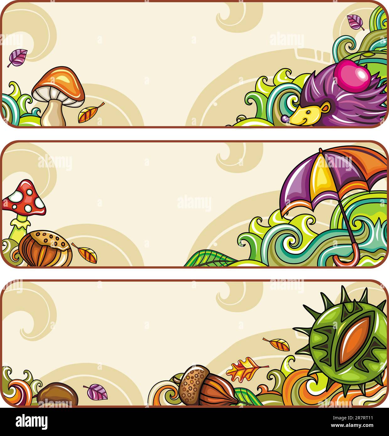 Decorative banners, Thanksgiving theme. Beautifully designed autumn ...