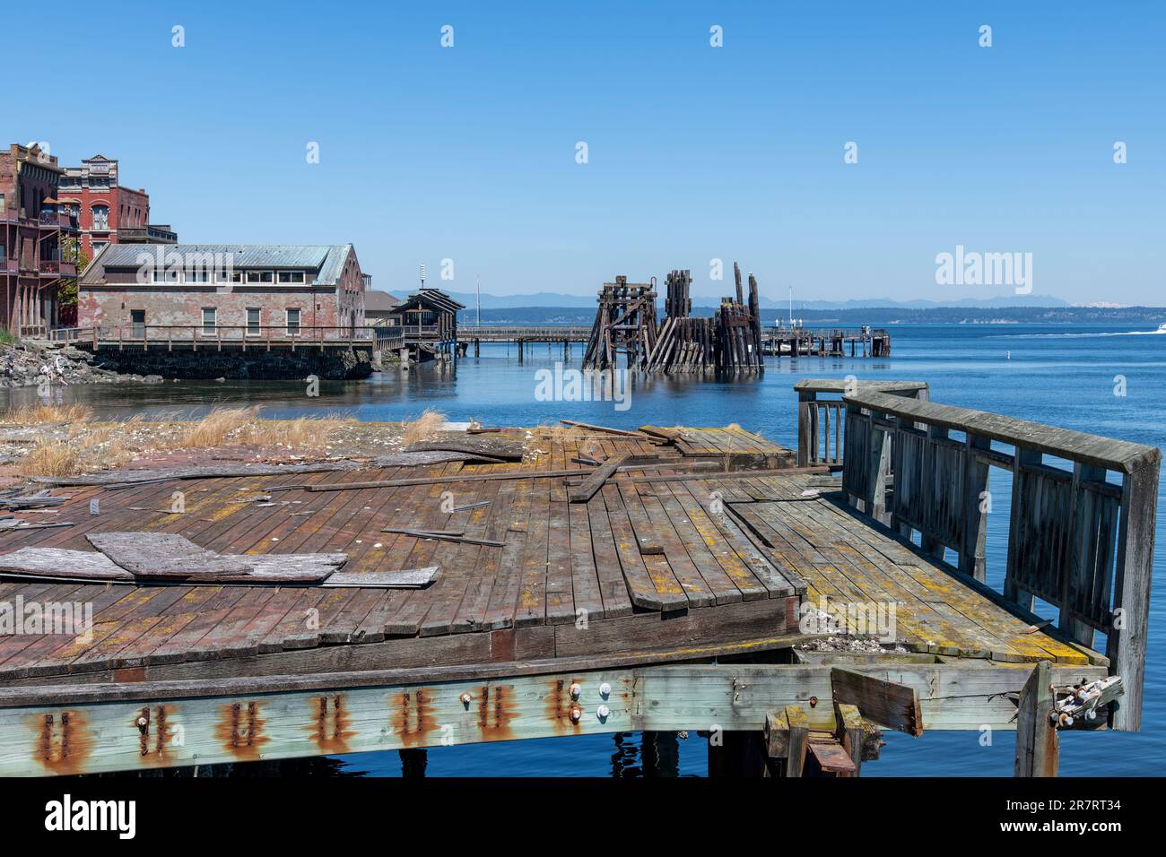 View along the waterfront of downtown Port Townsend Historic District ...