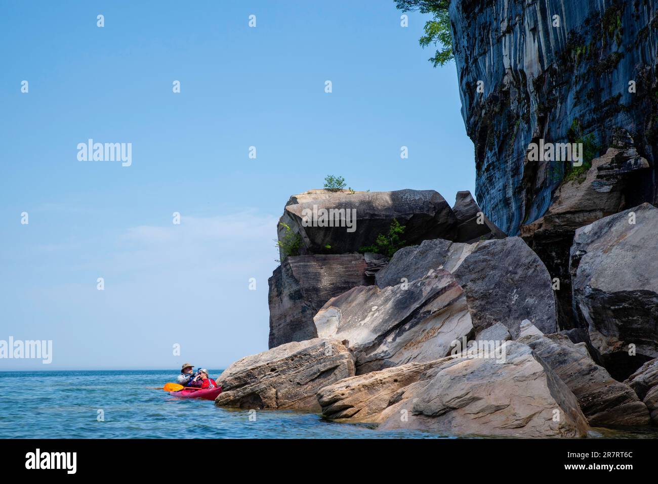 Exploring with a kayak, Pictured Rocks National Lakeshore, Munising ...