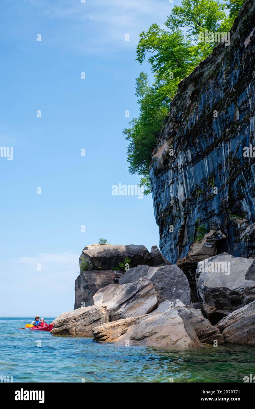 Exploring with a kayak, Pictured Rocks National Lakeshore, Munising ...